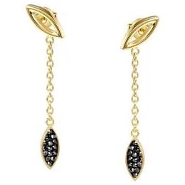 Paar Ohrstecker Firetti "Schmuck Geschenk Edelstahl Ohrschmuck Ohrringe Oval Drop", schwarz (gelbgoldfarben, schwarz, schwarz), Ohrringe, Damen, Edelstahl, mit Zirkonia (synth.)