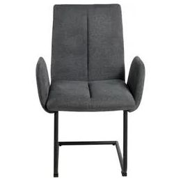 Esszimmerstuhl Duo Collection "Emmy Freischwinger", grau (anthrazit, schwarz), B:65cm H:98cm T:60cm, Polyester, Stühle, Armlehnenstuhl, mit Fußgleiter für die Sicherheit, 110 kg belastbar