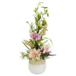Kunstblume I.GE.A. "Gesteck aus Hortensien und Dahlien", rosa, B:20cm H:47cm L:20cm, Polyester, Kunstpflanzen