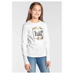 Langarmshirt Kidsworld "Sprücheshirt", Mädchen, Gr. 176/182, weiß, Single Jersey, Obermaterial: 100% Baumwolle, bedruckt, glänzend, tailliert hüftlang, Rundhals, abgesteppte Kante, Shirts, Langarm, taillierter Schnitt, mit stylischem Druck