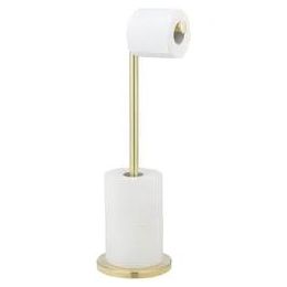 Toilettenpapierhalter Wenko "2in1", gold (gold, matt), B:21cm H:55cm L:17cm, Edelstahl, Toilettenpapierhalter, aus Edelstahl