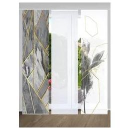 Schiebegardine HOME IN GREEN "SIGNUM" Gr. 1, grau, B:60cm H:245cm, Polyester, Gardinen, SET DIGITALDRUCK,BAMBUSOPTIK RECYCELT