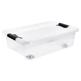 Organizer keeeper "konrad", transparent, B:39,5cm H:18cm T:59,5cm, Kunststoff, Aufbewahrungsboxen, Aufbewahrungsbox, 28 L, mit Rollen, Deckel, Schiebeverschluss