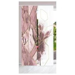 Schiebegardine HOME IN GREEN "SIGNUM" Gr. 1, rosa, B:60cm H:245cm, Polyester, Gardinen, SET DIGITALDRUCK,BAMBUSOPTIK RECYCELT