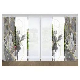 Schiebegardine HOME IN GREEN "SIGNUM" Gr. 1, grau, B:60cm H:245cm, Polyester, Gardinen, SET DIGITALDRUCK,BAMBUSOPTIK RECYCELT