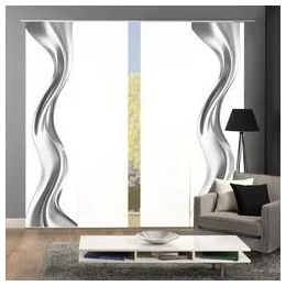 Schiebegardine Home Wohnideen "OAKLEY" Gr. 1, silber (silberfarben), B:60cm H:245cm, Polyester, Gardinen, SCHIEBEVORHANGSET,SEIDENOPTIK,DIGIDRUCK