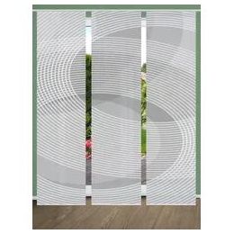 Schiebegardine HOME IN GREEN "DACIO 3ER SET" Gr. 1, grau, B:60cm H:245cm, Polyester, Gardinen, SET DIGITALDRUCK,BAMBUSOPTIK RECYCELT