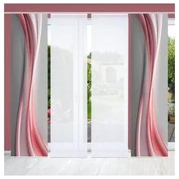 Schiebegardine HOME IN GREEN "ELANIA" Gr. 1, rot, B:60cm H:245cm, Polyester, Gardinen, SET DIGITALDRUCK,BAMBUSOPTIK RECYCELT