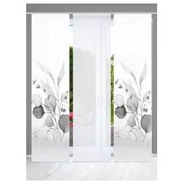 Schiebegardine HOME IN GREEN "ABANIO" Gr. 1, grau, B:60cm H:245cm, Polyester, Gardinen, SET DIGITALDRUCK,BAMBUSOPTIK RECYCELT