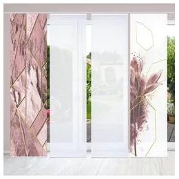 Schiebegardine HOME IN GREEN "SIGNUM" Gr. 1, rosa, B:60cm H:245cm, Polyester, Gardinen, SET DIGITALDRUCK,BAMBUSOPTIK RECYCELT