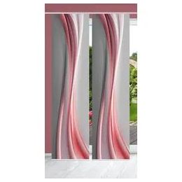 Schiebegardine HOME IN GREEN "ELANIA" Gr. 1, rot, B:60cm H:245cm, Polyester, Gardinen, SET DIGITALDRUCK,BAMBUSOPTIK RECYCELT