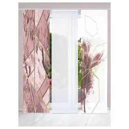 Schiebegardine HOME IN GREEN "SIGNUM" Gr. 1, rosa, B:60cm H:245cm, Polyester, Gardinen, SET DIGITALDRUCK,BAMBUSOPTIK RECYCELT