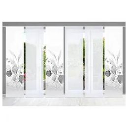 Schiebegardine HOME IN GREEN "ABANIO" Gr. 1, grau, B:60cm H:245cm, Polyester, Gardinen, SET DIGITALDRUCK,BAMBUSOPTIK RECYCELT