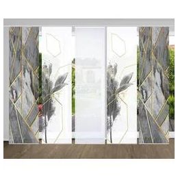 Schiebegardine HOME IN GREEN "SIGNUM" Gr. 1, grau, B:60cm H:245cm, Polyester, Gardinen, SET DIGITALDRUCK,BAMBUSOPTIK RECYCELT