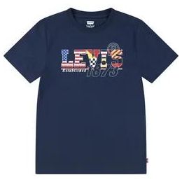 Levi's T-Shirt LEVI'S KIDS "LVB CAST OFF TEE", Jungen, Gr. 12 (152), blau (marineblaus), Jersey, Obermaterial: 60% Baumwolle, 40% Polyester, bedruckt, Casual, Rundhals, Shirts