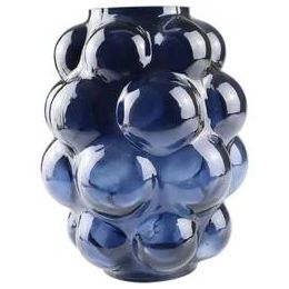 Dekovase AM Design "Vase aus blauem Glas", blau, B:20cm H:26cm, Glas, Vasen, mit verspieltem Punktedesign