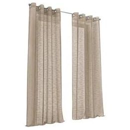 Vorhang Kutti "Celtic" Gr. 1, grau (taupe), B:140cm H:145cm, Polyester, Gardinen, Gardine halbtransparent, Leinenoptik, Effektgarn
