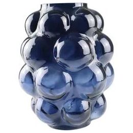 Dekovase AM Design "Vase aus blauem Glas", blau, B:16cm H:20cm, Glas, Vasen, mit charmantem Punktedesign