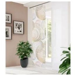 Schiebegardine HOME IN GREEN "SPIRO" Gr. 1, gold (goldfarben), B:60cm H:245cm, Polyester, Gardinen, DIGITALBEDRUCKT, BAMBUSOPTIK RECYCELT