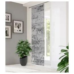 Schiebegardine HOME IN GREEN "MANDRIGA" Gr. 1, grau, B:60cm H:245cm, Polyester, Gardinen, DIGITALBEDRUCKT, BAMBUSOPTIK RECYCELT