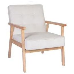 Loungesessel Home Affaire "MENONRI mit Armlehnen aus Massivholz", beige (creme), B:64cm H:83cm T:77cm, rubber wood frame, pine wood, plywood, foam, fabric, Sessel, Relaxsessel, Lese-Sessel, Cocktailsessel in Cord und Webstoff
