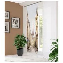Schiebegardine HOME IN GREEN "FRANCQ" Gr. 1, beige (natur), B:60cm H:245cm, Polyester, Gardinen, Bambusoptik, recycelt, Digitaldruck