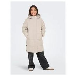 Steppmantel KIDS Only "KOGIRENE PUFFER COAT OTW NOOS", Mädchen, Gr. 122, grau (pumice stone), Web, Obermaterial: 100% Polyester, unifarben, Modisch, normal knielang, Mäntel, mit seitlichen Druckknöpfen