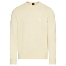 Strickpullover BOSS ORANGE "Kanovano", Herren, Gr. L, open gelb767, Strick, Obermaterial: 95% Baumwolle, 5% Kaschmir, regular fit hüftlang, Rundhals, eingesetzt Strickbündchen, Pullover, mit Rundhalsausschnitt