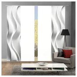Schiebegardine Home Wohnideen "JAIR" Gr. 1, grau, B:60cm H:245cm, Polyester, Gardinen, SCHIEBEVORHANGSET,SEIDENOPTIK,DIGIDRUCK