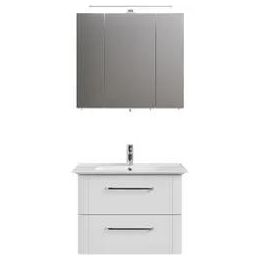Badmöbel-Set SAPHIR, weiß, B:80cm H:57,4cm T:46,8cm, Spanplatte, Kastenmöbel-Sets, Badezimmer Set 80 cm breit, inkl. Türdämpfer, 3 Türen, 2 Schubladen