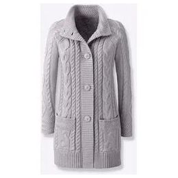 Strickjacke Inspirationen, Damen, Gr. 46, grau (steingrau, meliert), 50% Baumwolle, 50% Polyacryl, unifarben, Strickjacken