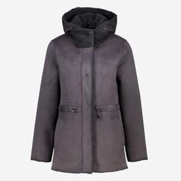Rino & Pelle Graue Jacke aus Kunstwildleder und Sherpa-Futter