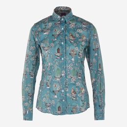 GANESH Blaue Hemdbluse mit Muster