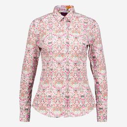 GANESH Weiße Hemdbluse aus Liberty-Stoff mit rosa Blumenmuster