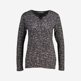 BETTY & CO Schwarzes lang&auml;rmliges T-Shirt mit Muster