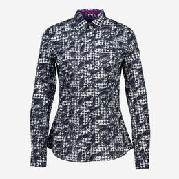GANESH Schwarz-wei&szlig;e Hemdbluse aus Liberty-Stoff mit Katzenmuster