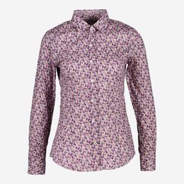 GANESH Lila-beigefarbene Hemdbluse mit Blumenmuster