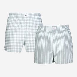 2er-Pack grün-weiße Pyjama-Shorts