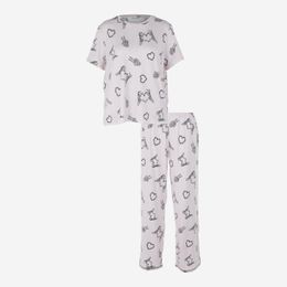 Urban Threads Rosafarbenes Pyjamaset mit Skelettmuster