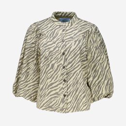 Minus Beige-graue Hemdjacke mit Zebramuster