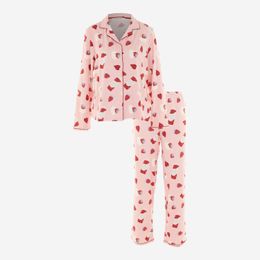Urban Threads Rosafarbenes Pyjamaset mit Erdbeermuster