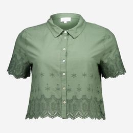 Grüne Hemdbluse mit Stickerei