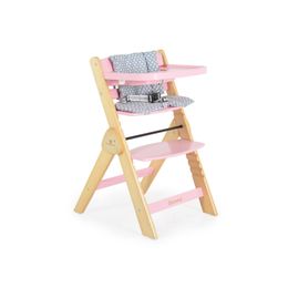 Cangaroo Cangarro Kinderhochstuhl Caramel Holz, Kissen, klappbar, Fu&szlig;st&uuml;tze, 3-Punkt-Gurt rosa