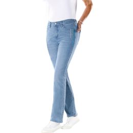 Damen Jeans mit Stickerei an den Taschen blue-bleached, Gr&ouml;&szlig;e 28