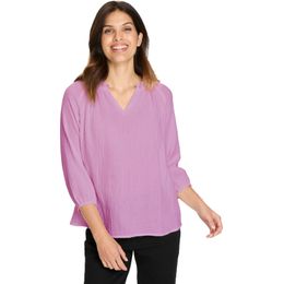 Damen Schlupf-Bluse mit R&uuml;schen am Ausschnitt orchidee, Gr&ouml;&szlig;e 40