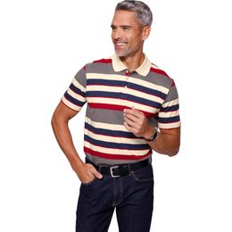 Herren Poloshirt im Ringel-Muster erdbeere-sand-geringelt, Gr&ouml;&szlig;e 56/58