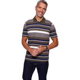 Herren Poloshirt im Ringel-Muster oliv-wei&szlig;-geringelt, Gr&ouml;&szlig;e 44/46