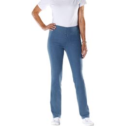 Damen Gerade Jeans mit v-f&ouml;rmiger Passe vorne blue-bleached, Gr&ouml;&szlig;e 28