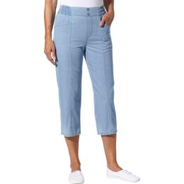 Damen 3/4-Jeans mit dekorativen Knöpfen blue-bleached, Größe 42