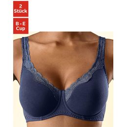 Petite Fleur Damen B&uuml;gel-BH, marine+wei&szlig;, Gr&ouml;&szlig;e 85C